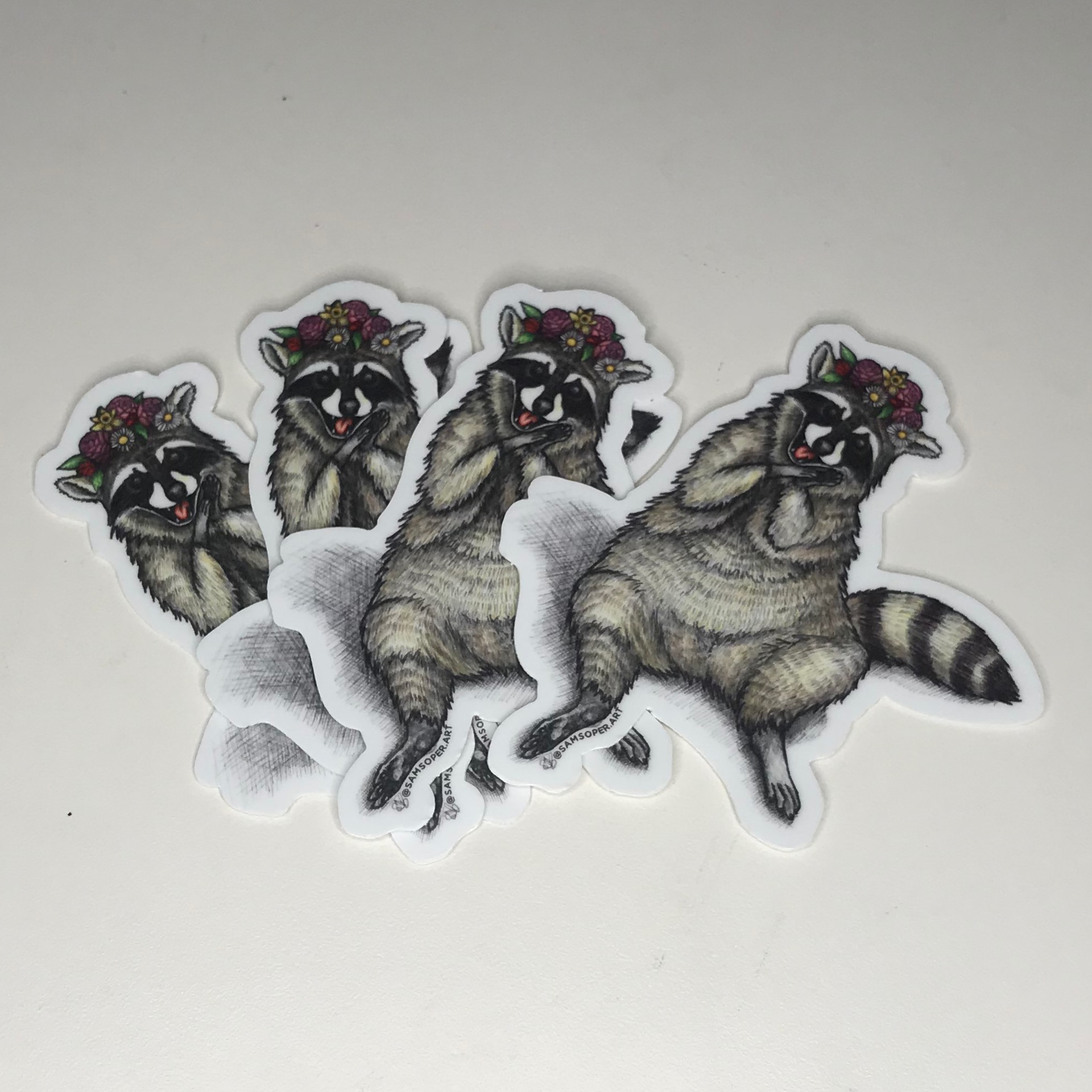 Princess Raccoon Stickers - Mural Art & Illustration of Sam Soper