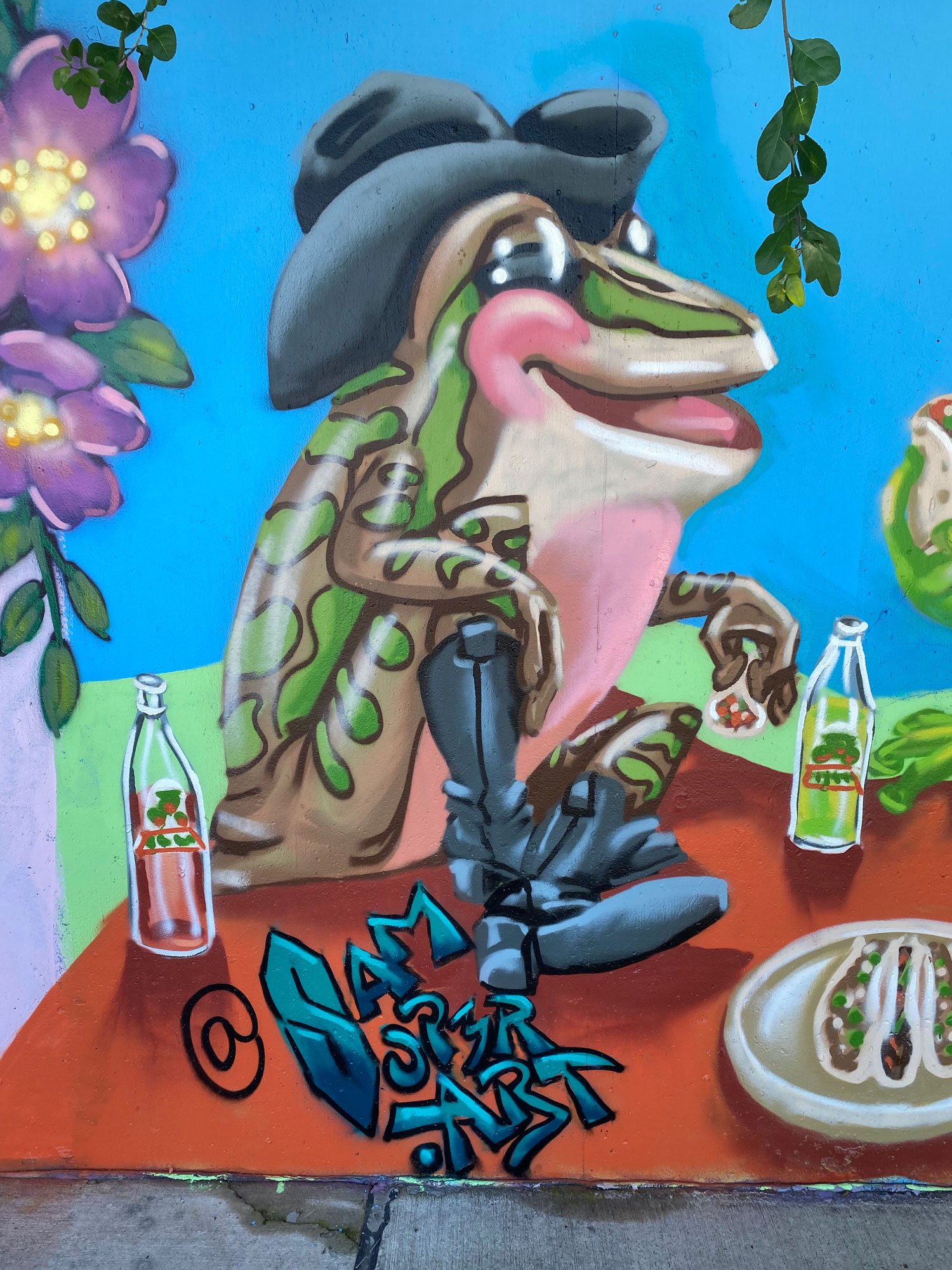 Frogs' Taco Picnic Mural at El Tacorrido - Mural Art & Illustration of ...