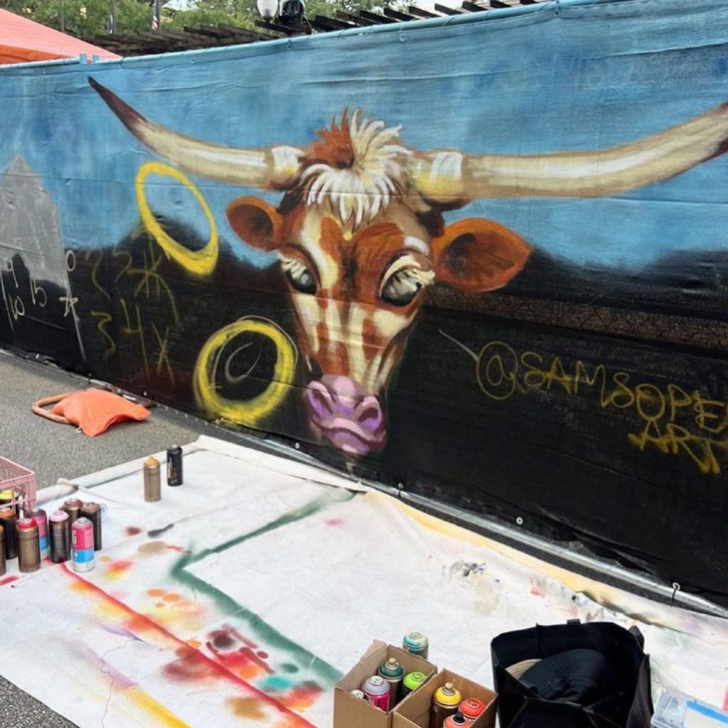 Wildflower Bevo Live Painting at University of Texas, Bevo Blvd - Mural ...