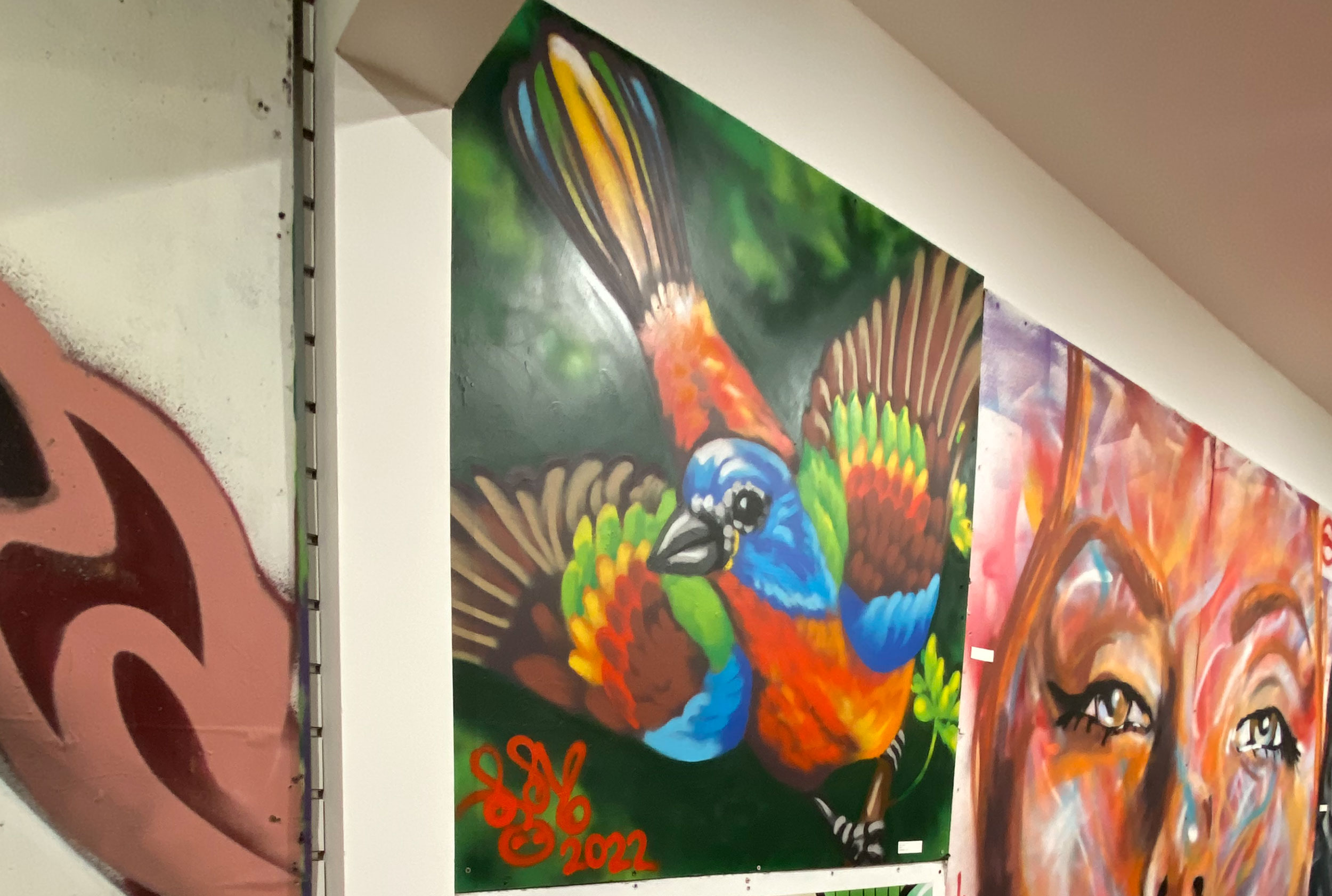 Painted Bunting Year at Looking Up Mural Fest Wall Show - Mural Art ...