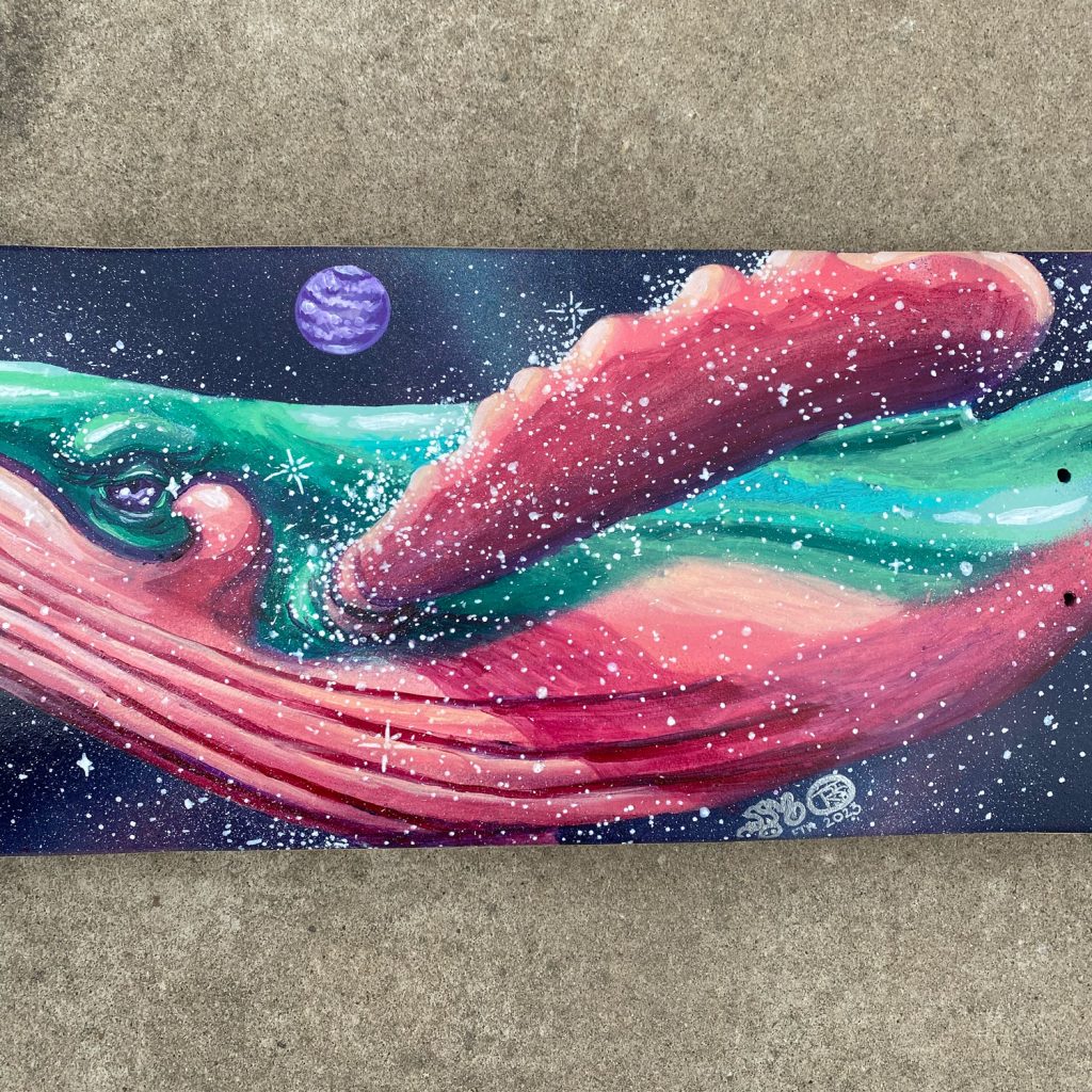 Space Whale Redux Skateboard Commission - Mural Art & Illustration of ...