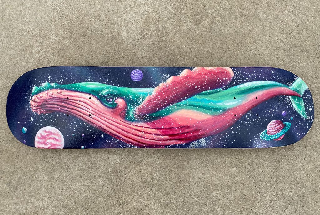 Space Whale Redux Skateboard Commission - Mural Art & Illustration of ...